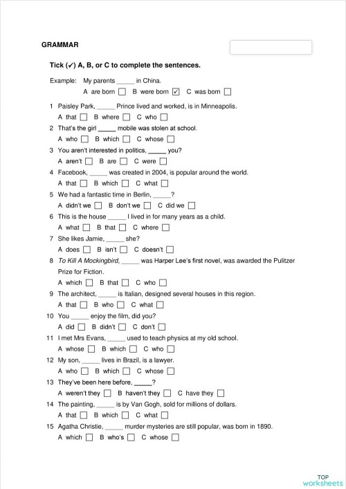 QUICK 10 INTER +. Interactive worksheet | TopWorksheets