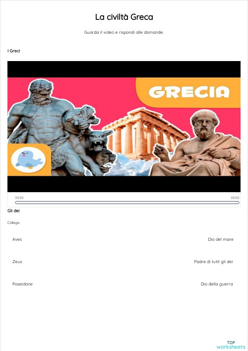 La civiltà Greca. Scheda interattiva | TopWorksheets