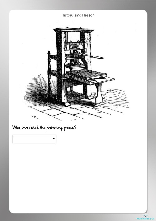 History small lesson. Interactive worksheet | TopWorksheets