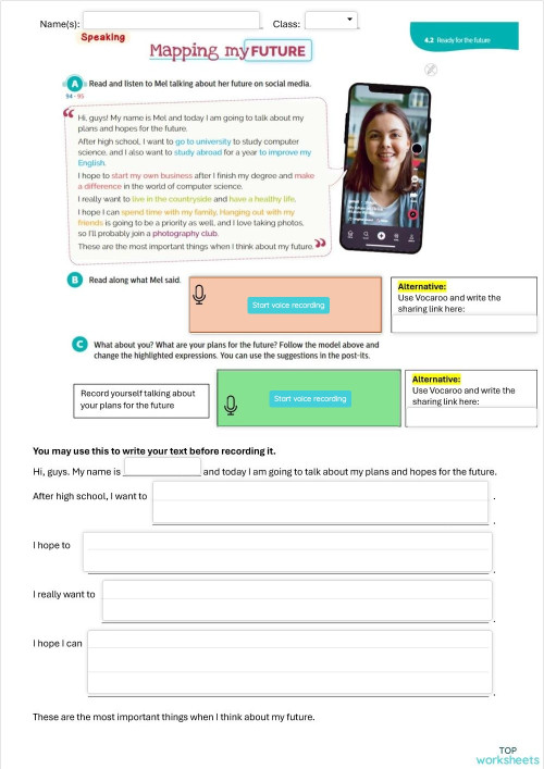 Mapping my Future (p. 111). Interactive worksheet | TopWorksheets