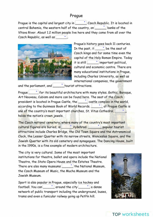 Prague. Interactive worksheet | TopWorksheets