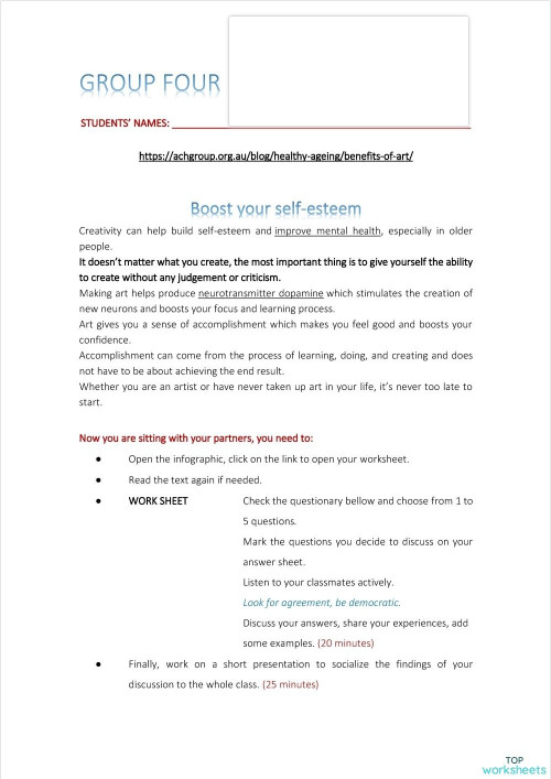 READING ART G4. Interactive worksheet | TopWorksheets