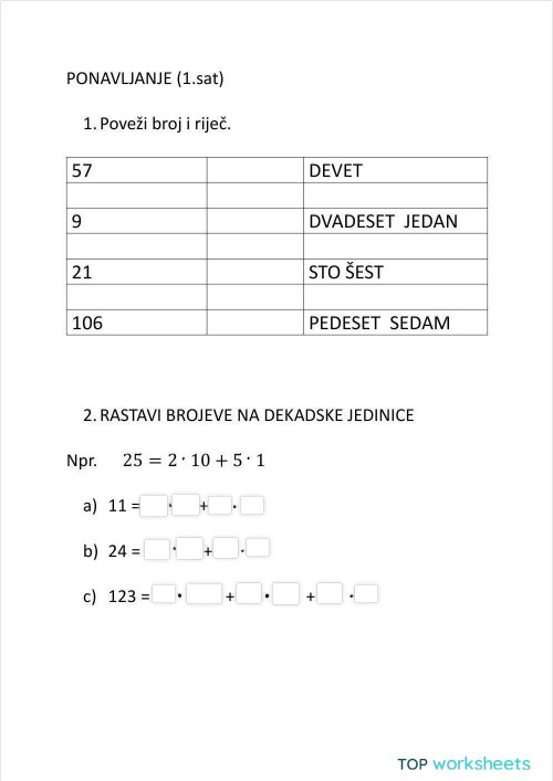 Interactive worksheets and online exercises in croatian | TopWorksheets