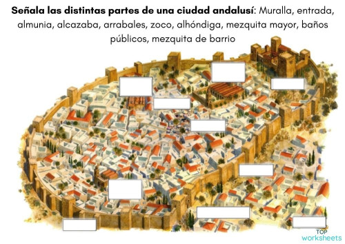 Partes de una ciudad andalusí. Ficha interactiva | TopWorksheets