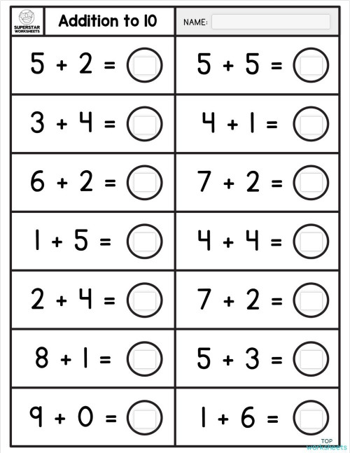 Addition to 10. Interactive worksheet | TopWorksheets