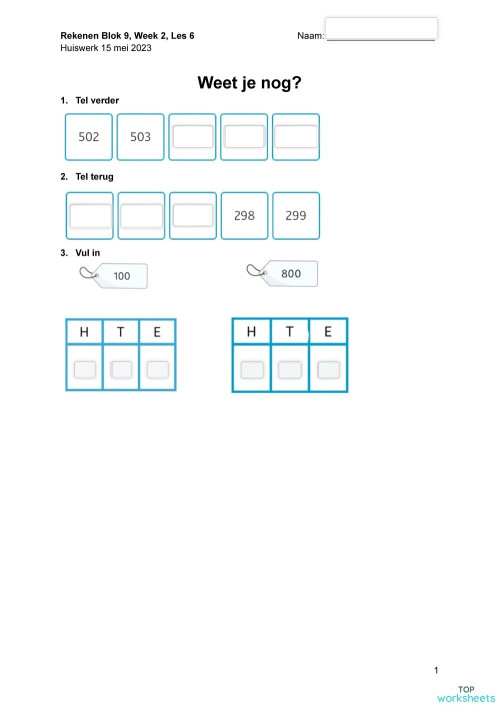Rekenen blz 1. Interactive worksheet | TopWorksheets