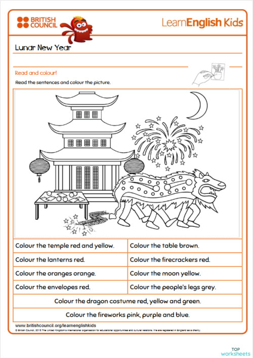Lunar New Year - BC Read & Colour. Interactive worksheet | TopWorksheets