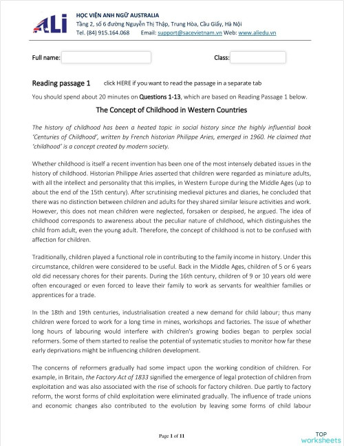 IELTS Practice_Reading Test 12. Bài tập tương tác | TopWorksheets