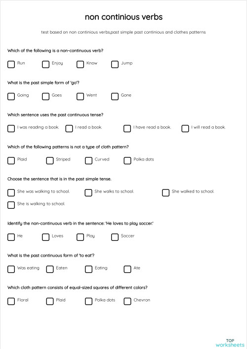 non continious verbs. Interactive worksheet | TopWorksheets