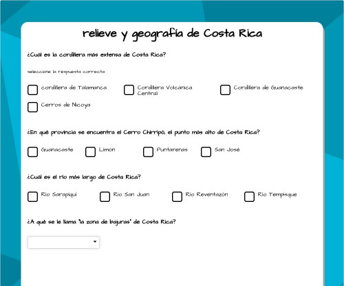 Relieve y geografía de Costa Rica. Ficha interactiva | TopWorksheets