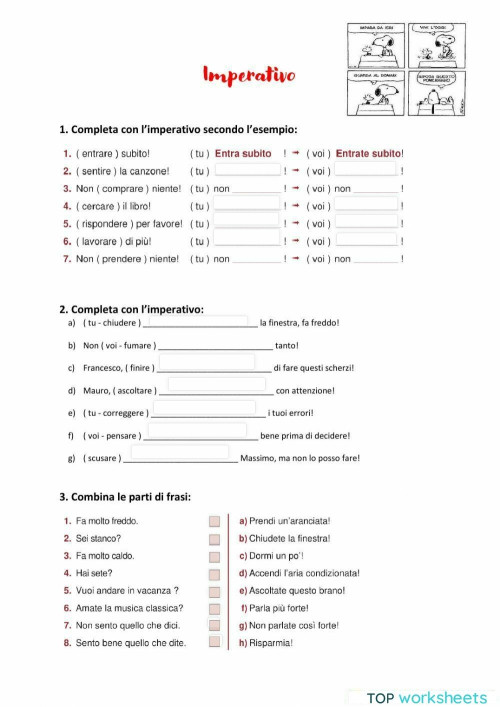 Imperativo Italiano per stranieri exercise. Scheda interattiva ...
