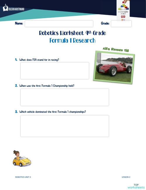 Robotics 4th Grade Race Car. Interactive worksheet | TopWorksheets