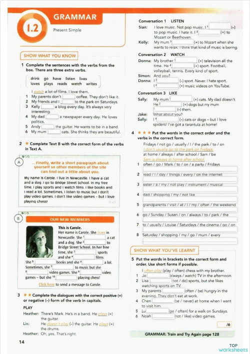 Homework 2. Present Simple +-. Interactive worksheet | TopWorksheets