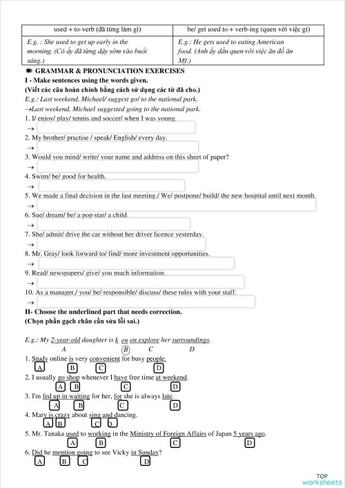 Week 4 day 1 Gerunds. Interactive worksheet | TopWorksheets