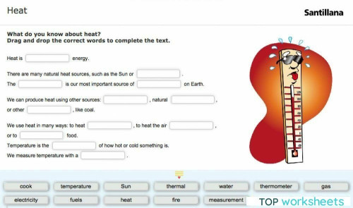 Heat and temperature. Interactive worksheet | TopWorksheets