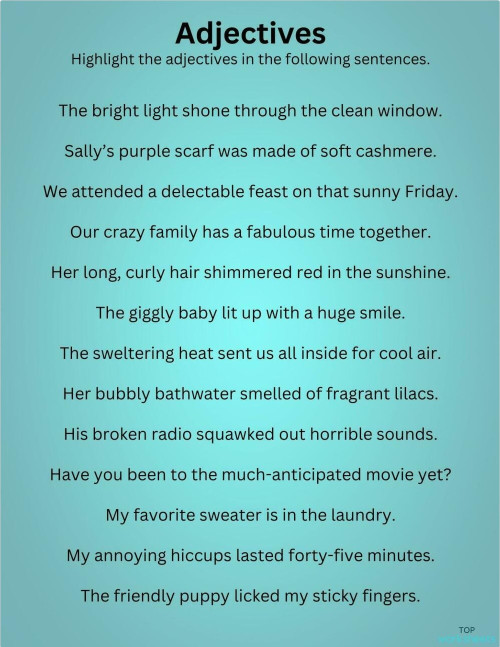 Adjectives. Interactive worksheet | TopWorksheets