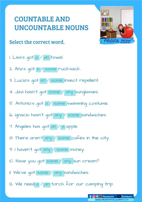 2 Countable/Uncountable Nouns. Ficha interactiva | TopWorksheets