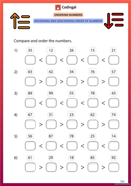 M_G01M04L11_WA01_Ordering_Numbers_3. Interactive worksheet | TopWorksheets