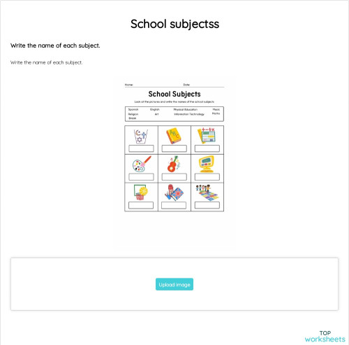 White Colorful Fun School Subjects Vocabulary Worksheet. Interactive ...