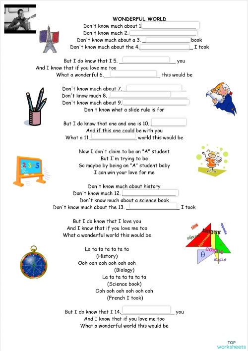 Wonderful World. Interactive worksheet | TopWorksheets