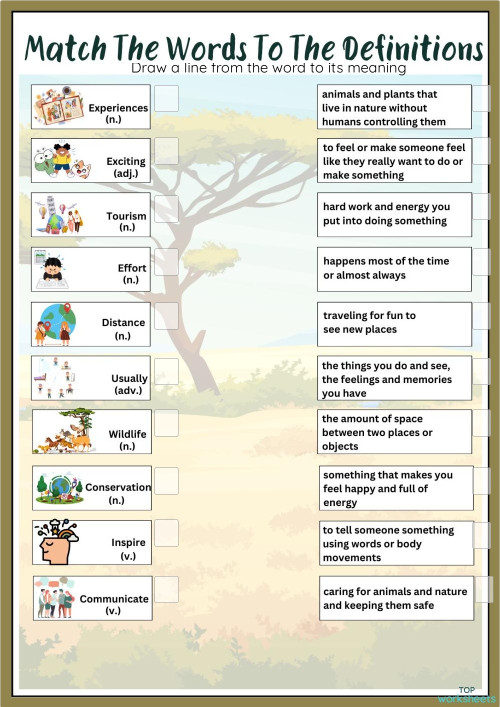 Interview with a safari guide vocabulary worsheet. Interactive ...