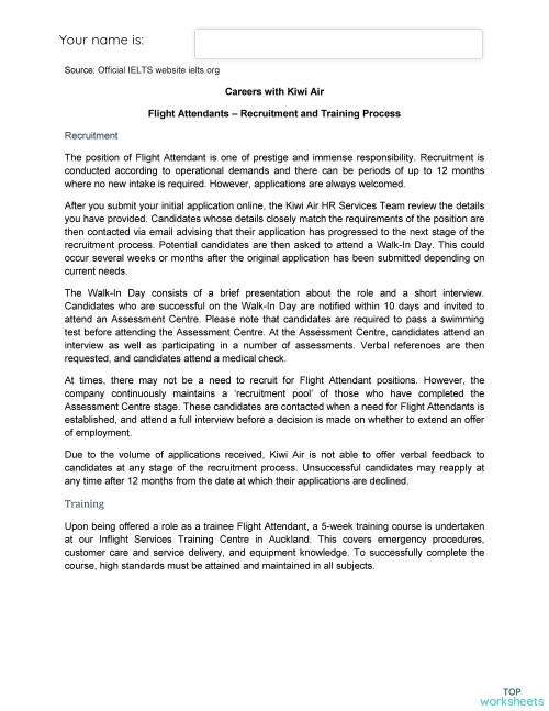 Reading: Table Completion. Interactive worksheet | TopWorksheets