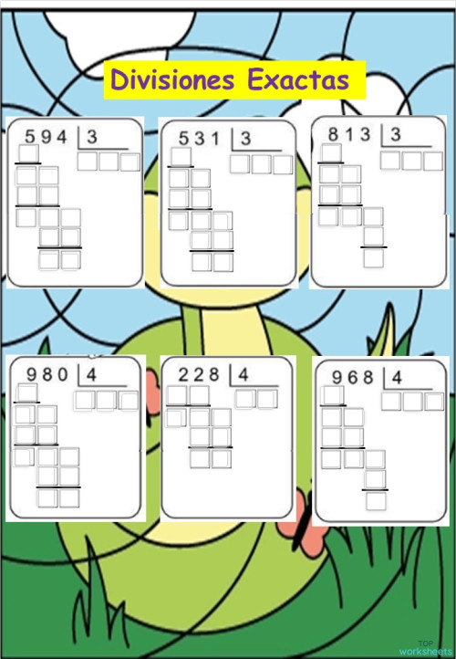 Divisiones Exactas. Ficha interactiva | TopWorksheets