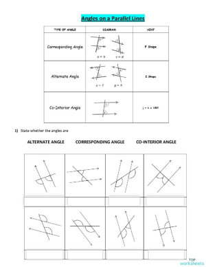Angles on a Parallel Line. Interactive worksheet | TopWorksheets