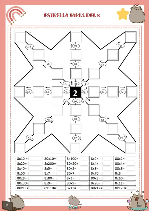 Estrella del 8. Ficha interactiva | TopWorksheets