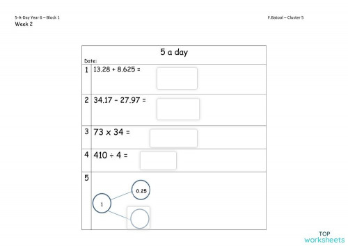 5 A-Day Week 2 (1). Interactive worksheet | TopWorksheets