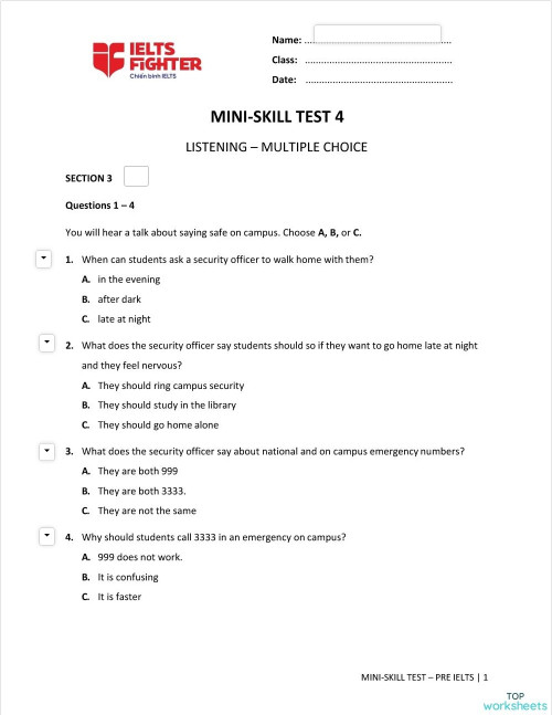 Minitest 4 Pre Interactive Worksheet Topworksheets