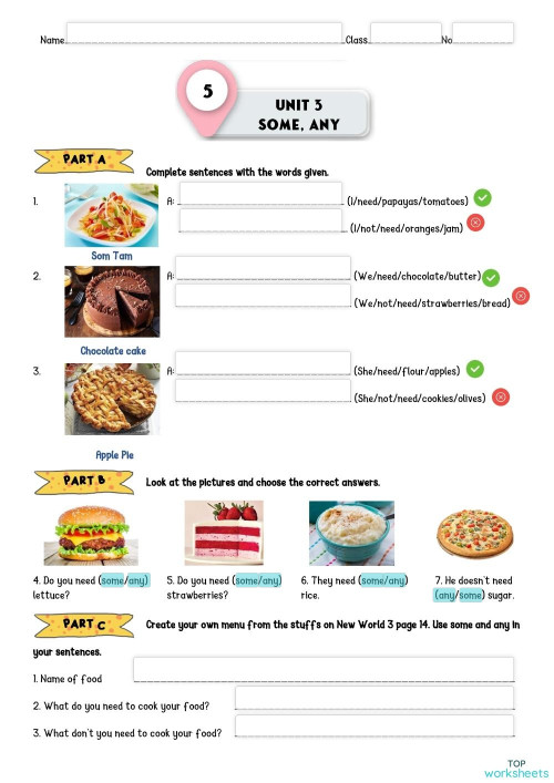 Worksheet 5 Some, any. Interactive worksheet | TopWorksheets