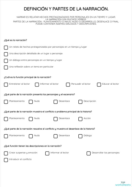 TIPOS DE NARRADOR. Ficha interactiva | TopWorksheets