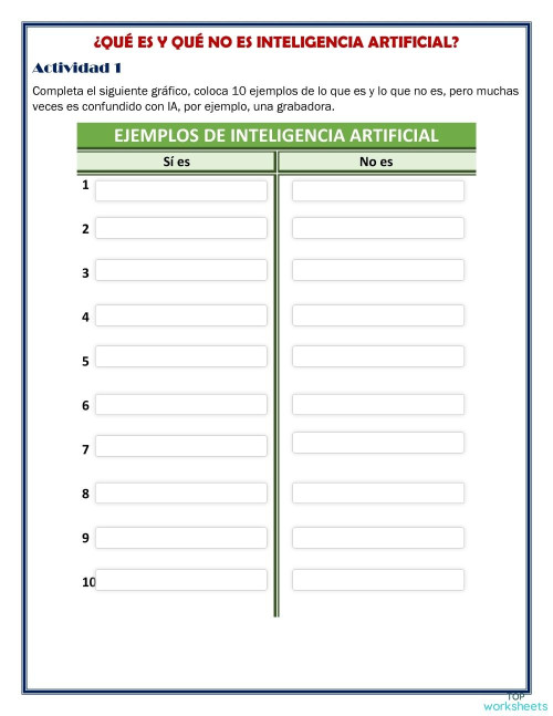 INTELIGENCIA ARTIFICIAL 2. Ficha interactiva | TopWorksheets