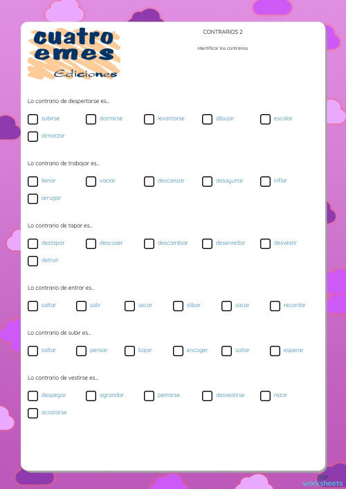CONTRARIOS 2. Ficha interactiva | TopWorksheets