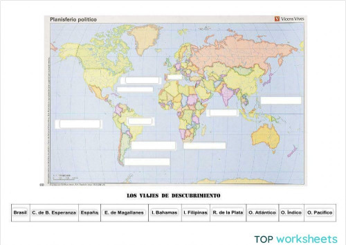 Viajes de descubrimiento geográfico. Ficha interactiva | TopWorksheets
