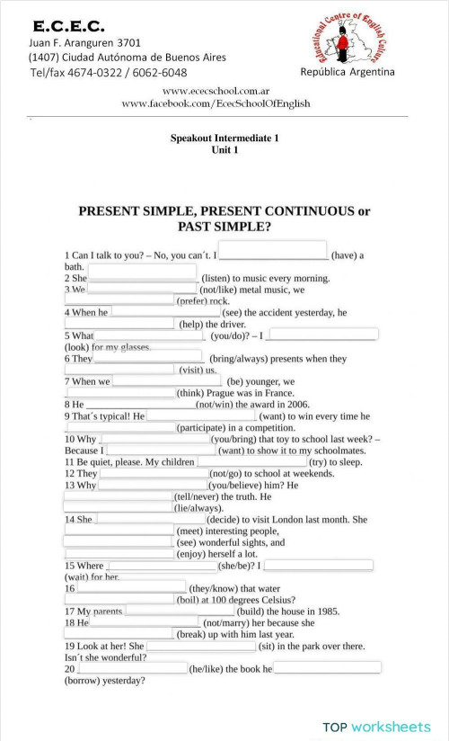 Tenses Review. Interactive worksheet | TopWorksheets