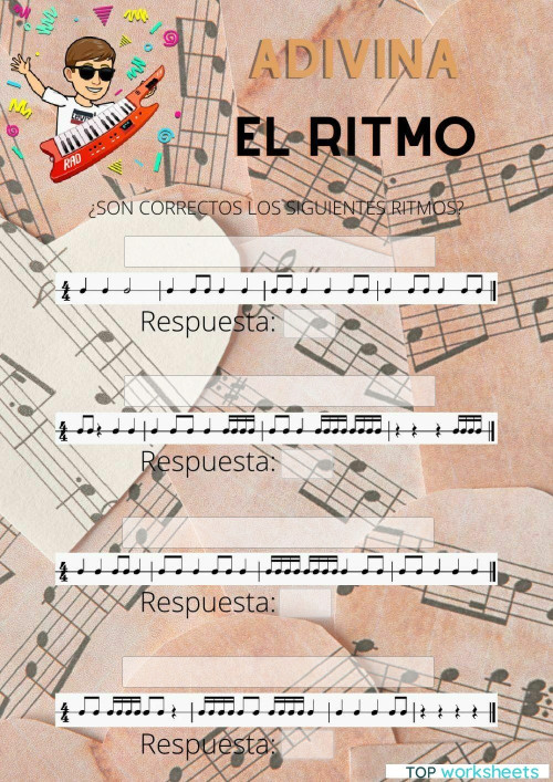 Ritmos musicales. Ficha interactiva | TopWorksheets