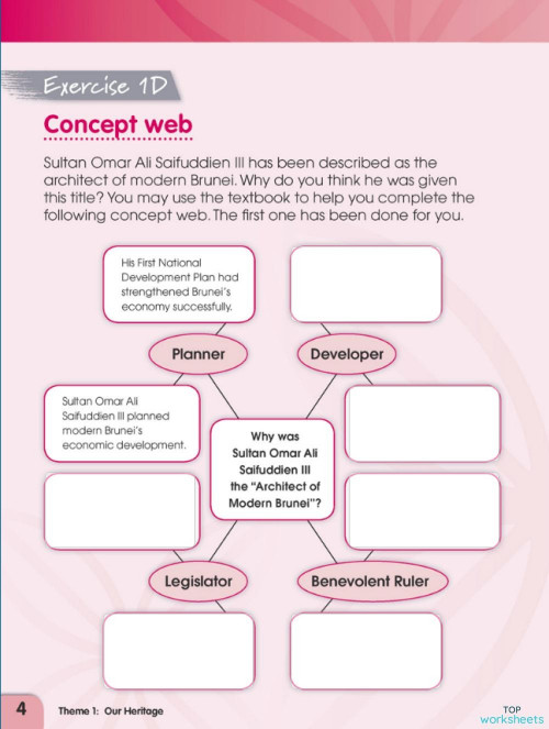 SS Year 6 Workbook Ex 1D Concept Web. Interactive worksheet | TopWorksheets