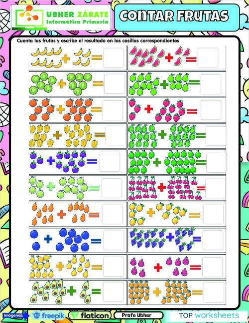 Contar Frutas. Ficha interactiva | TopWorksheets