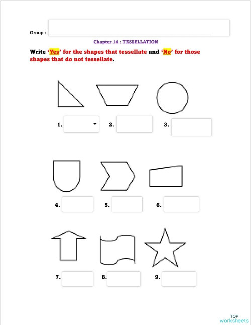 Tessellation Y5 Gp A3 & B3. Interactive worksheet | TopWorksheets