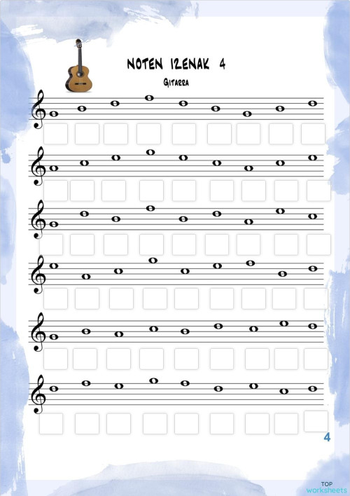 1. Maila GITARRA Noten Izenak 3. Interactive worksheet | TopWorksheets