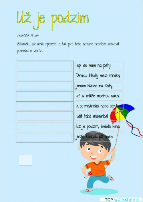 Čeština: interaktivní pracovní listy a online cvičení | TopWorksheets