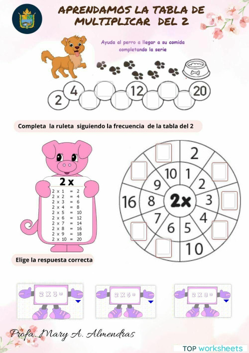 Tabla de multiplicar del 2. Ficha interactiva | TopWorksheets