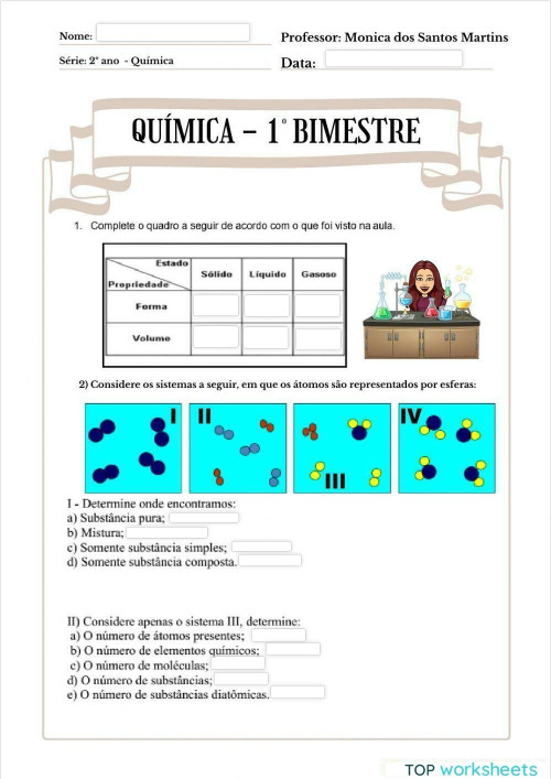 Química - 1 ano. Ficha interativa | TopWorksheets