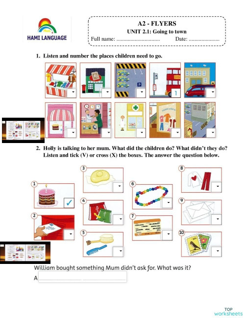 A2_FLYERS_U2.1_GOING TO TOWN (1). Interactive worksheet | TopWorksheets
