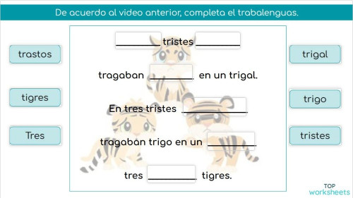 Palabras con "tr". Ficha interactiva | TopWorksheets