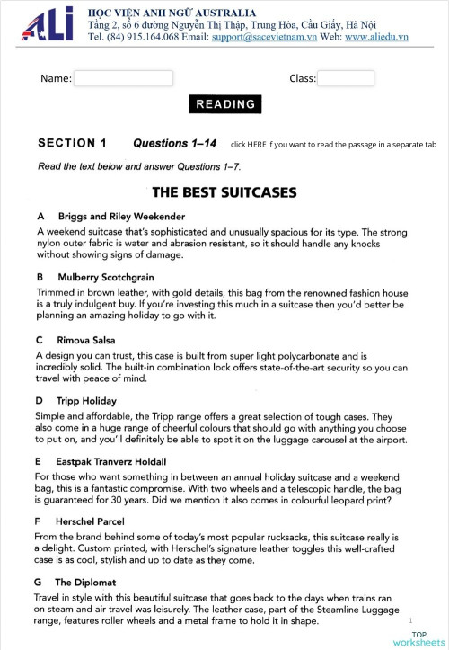 IELTS Prep_Reading Test 21. Interactive worksheet | TopWorksheets