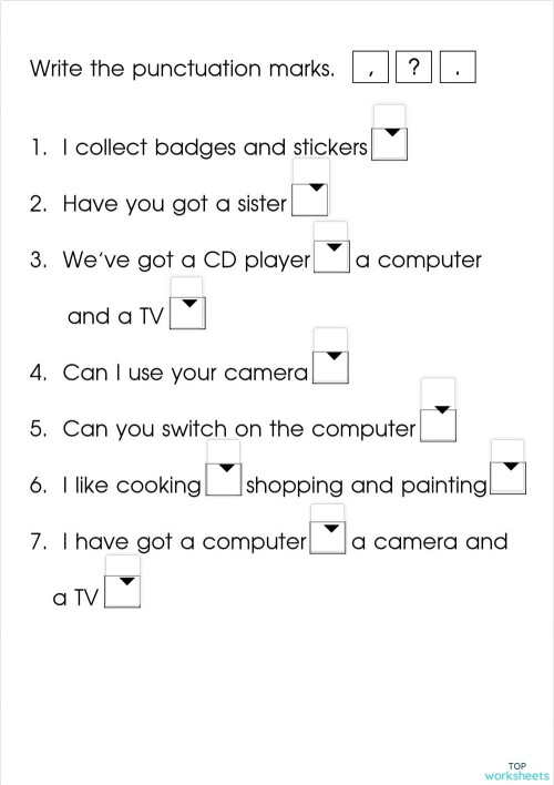 Punctuation marks: interactive worksheets and online exercises ...