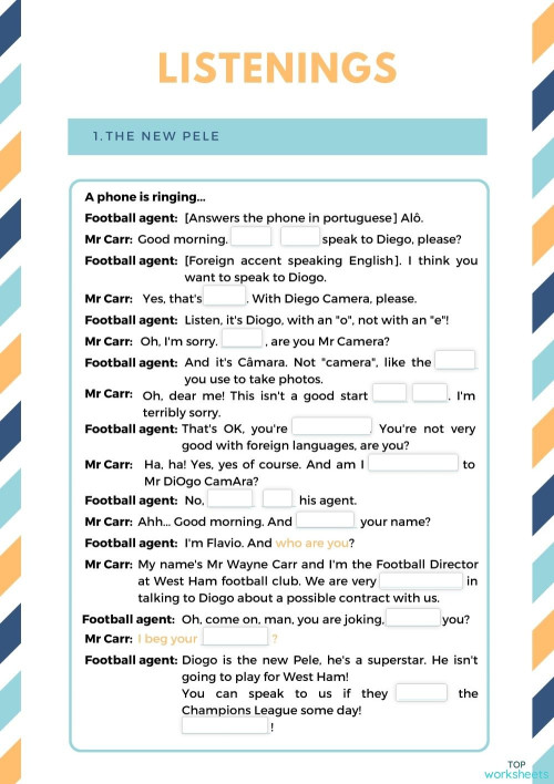 Listening 1. Interactive worksheet | TopWorksheets